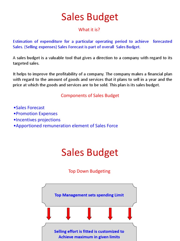 Sales Budget Guide for Forecasting Expenditures | PDF | Sales | Budget