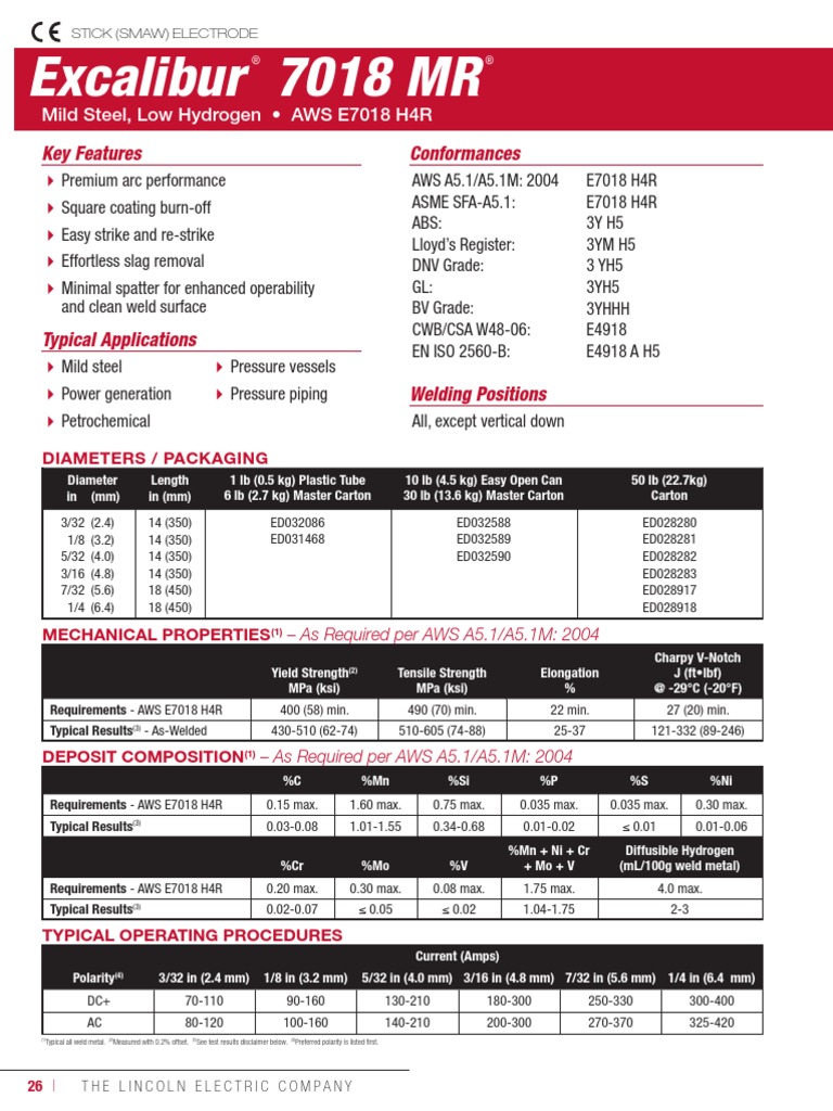 Lincoln Excalibur 7018 MR | PDF | Implied Warranty | Metal Fabrication