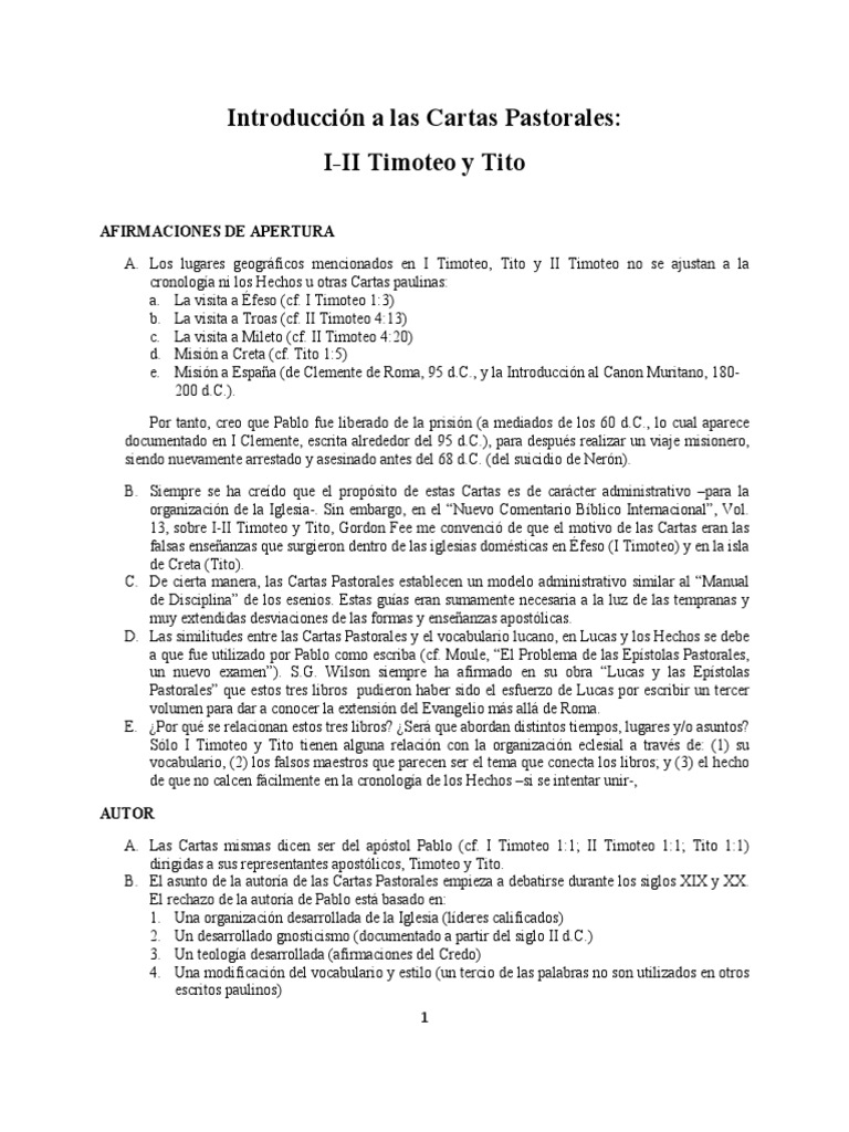 1,2 Timoteo y Tito Comentario | PDF | Pablo el apóstol | Tetragrammaton