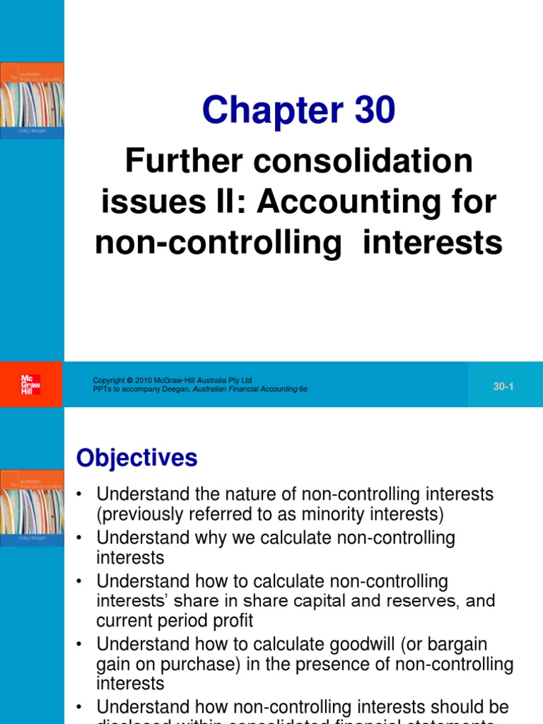 Further Consolidation Issues II: Accounting For Non-Controlling ...