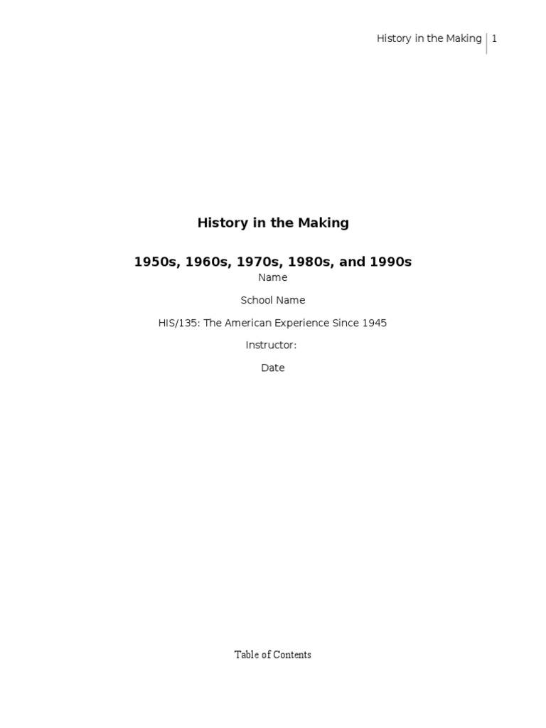 History in The Making 1950s, 1960s, 1970s, 1980s, and 1990s | PDF ...