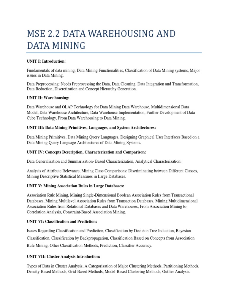Data Warehousing and Data Mining | PDF | Data Warehouse | Statistical Classification