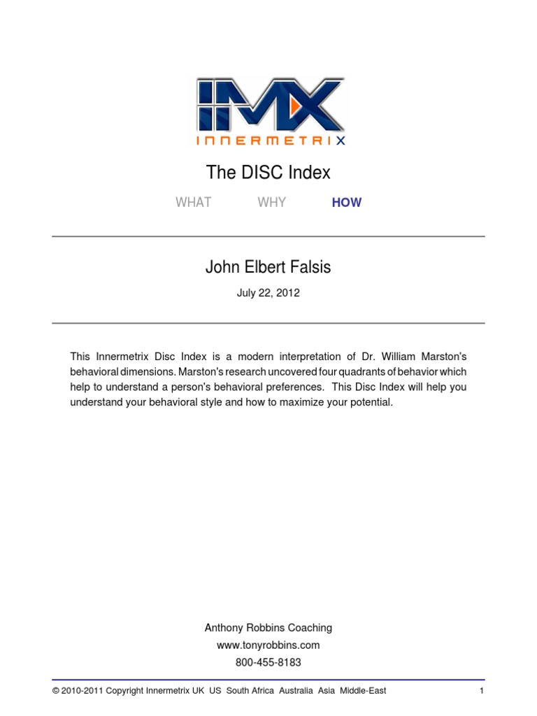 Sample Personality Report by IMX | PDF | Motivation | Motivational