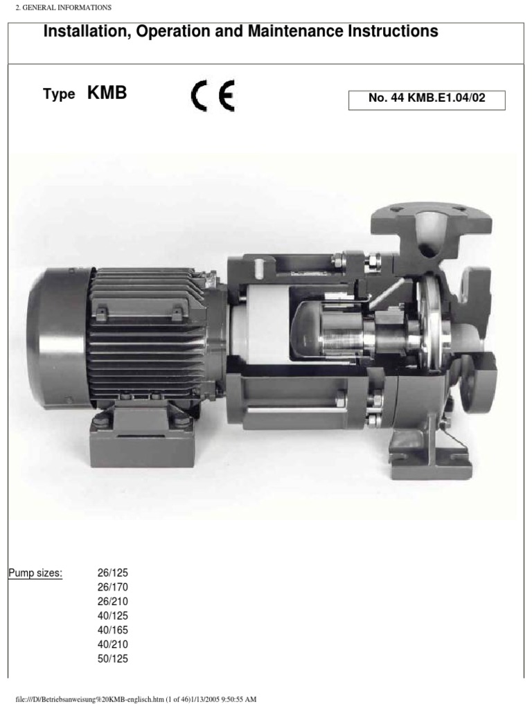 Installation, Operation and Maintenance Instructions: No. 44 KMB.E1.04/ ...