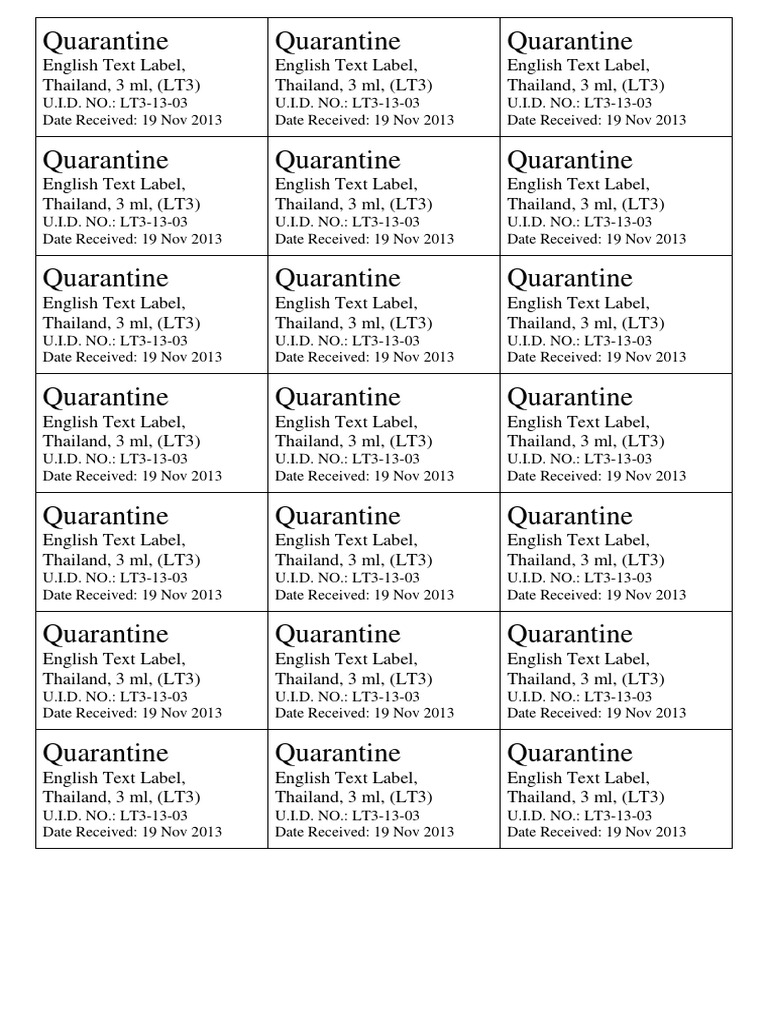 Quarantine Label - LT3!13!03 | PDF | Law
