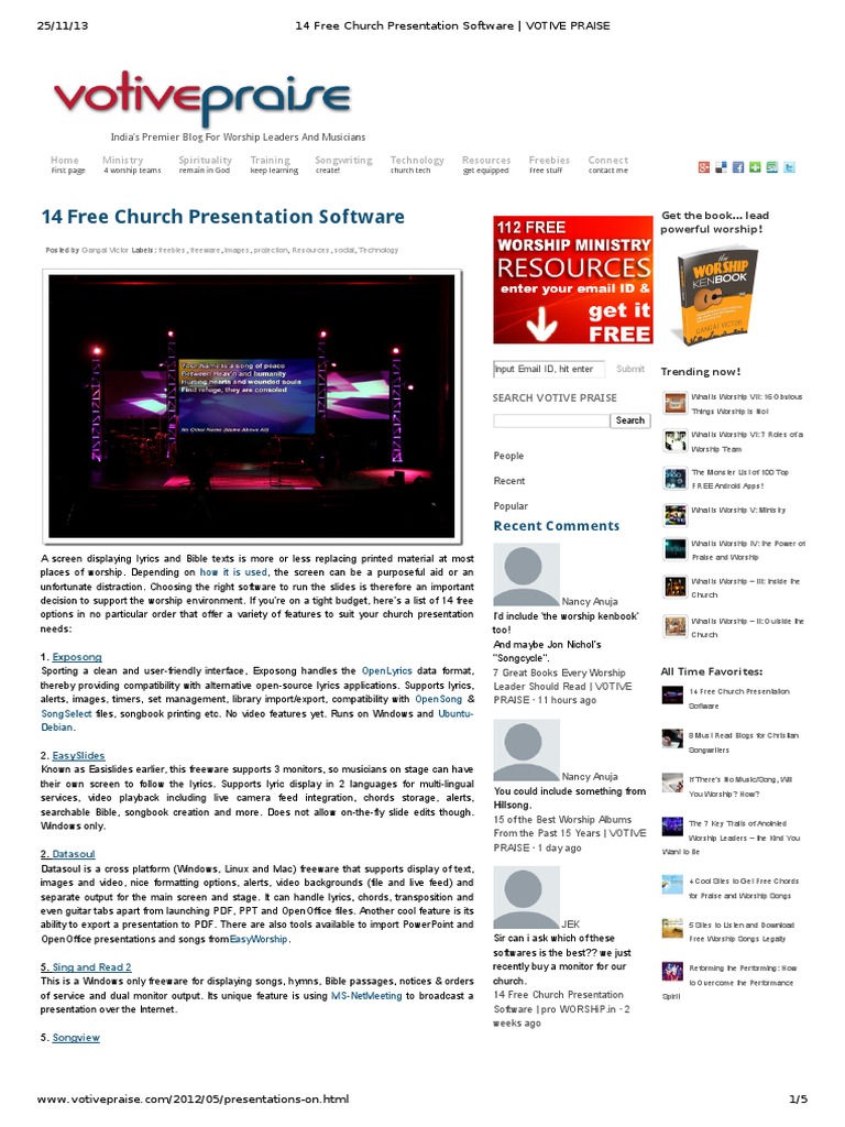 14 Free Church Presentation Software - VOTIVE PRAISE | PDF | Microsoft ...