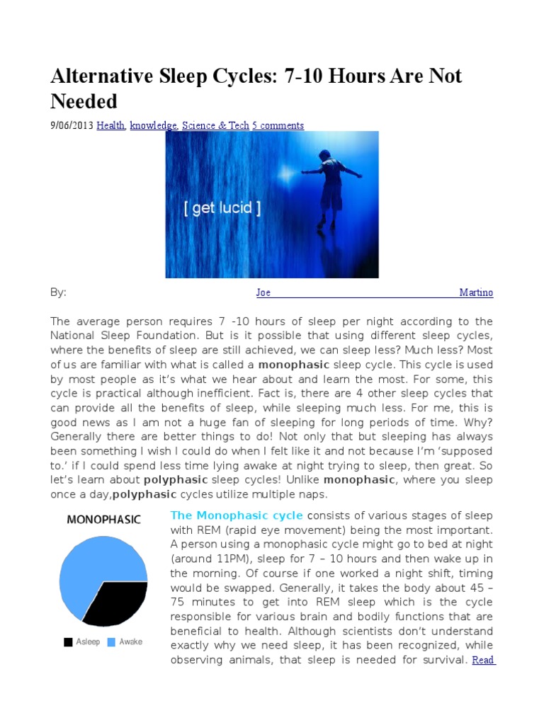 Alternative Sleep Cycles | PDF | Sleep | Zoology