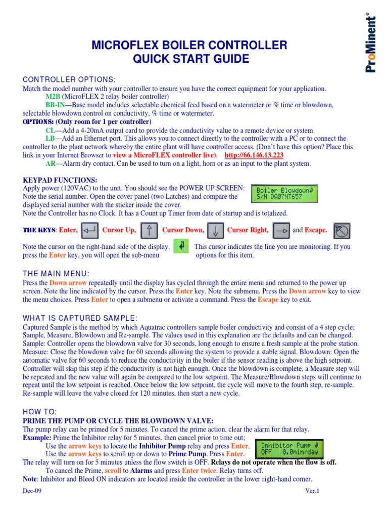 Microflex Boiler Controller Quick Start Guide: M2B Bb-In | PDF | Relay ...