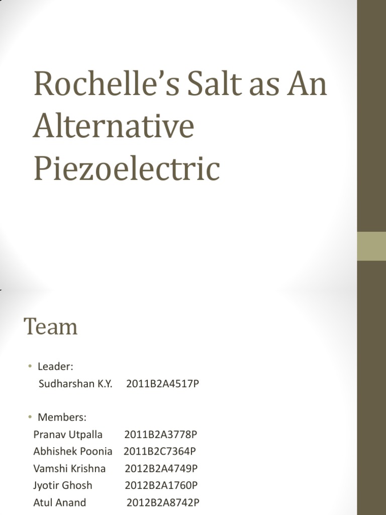 Rochelle's Salt As An Alternative Piezoelectric | PDF ...