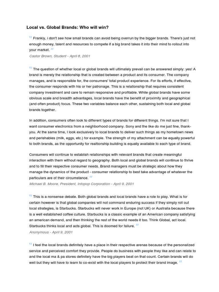 Local Vs Global Brand | PDF | Brand | Starbucks
