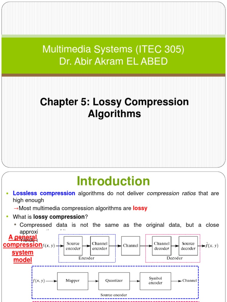 Chapter 8-b Lossy Compression Algorithms | PDF | Data Compression ...