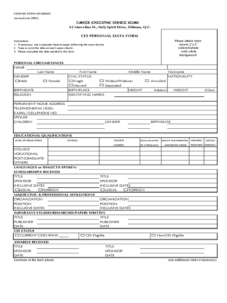 Ces Application Form | Download Free PDF | Government | Further Education