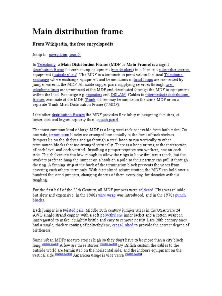Main Distribution Frame | PDF | Telecommunications | Electronics