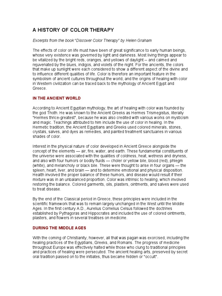 A History of Color Therapy | PDF | Color | Cancer