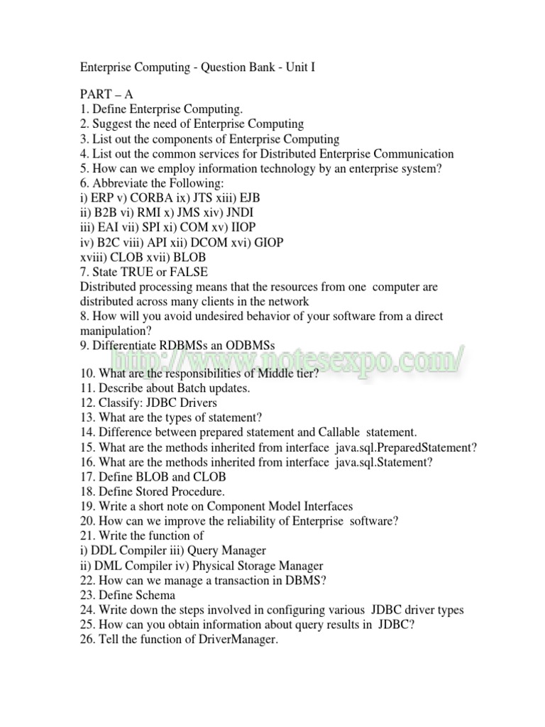 Anna University Enterprise Computing Question Bank For B.tech IT | PDF | Component Object Model ...