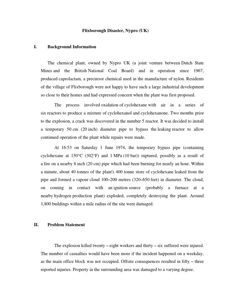 The Flixborough Disaster: Analysis of the 1974 Explosion at Nypro (UK ...