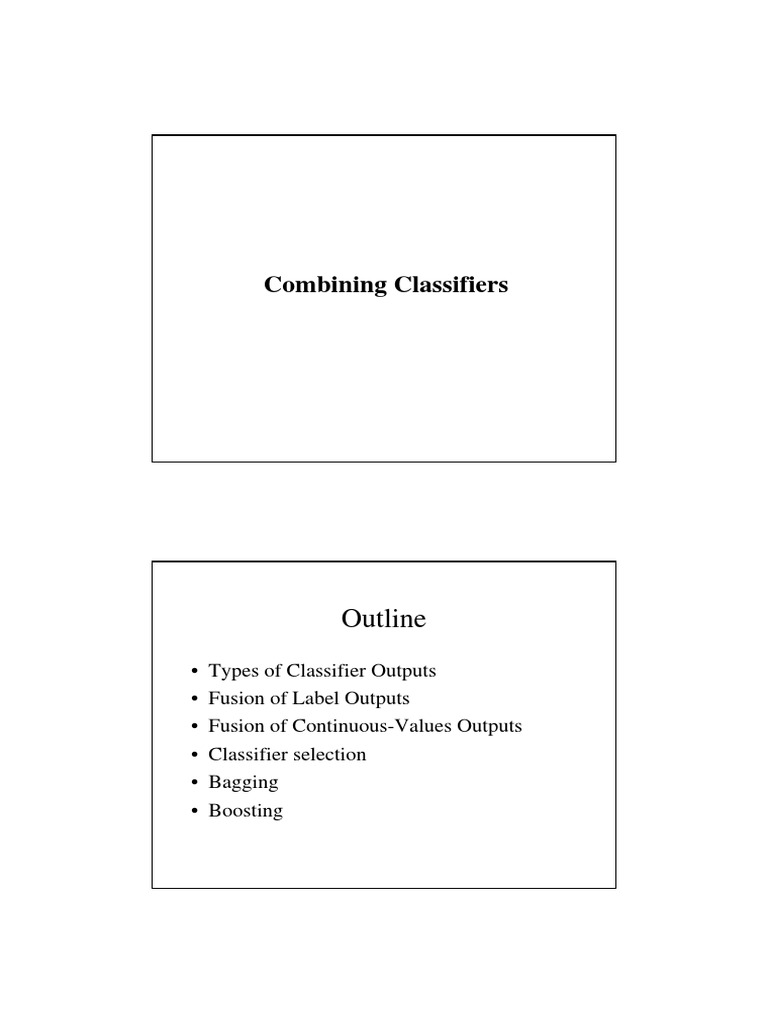 Combining Classifiers Outline Pdf Statistical Classification Bootstrapping Statistics
