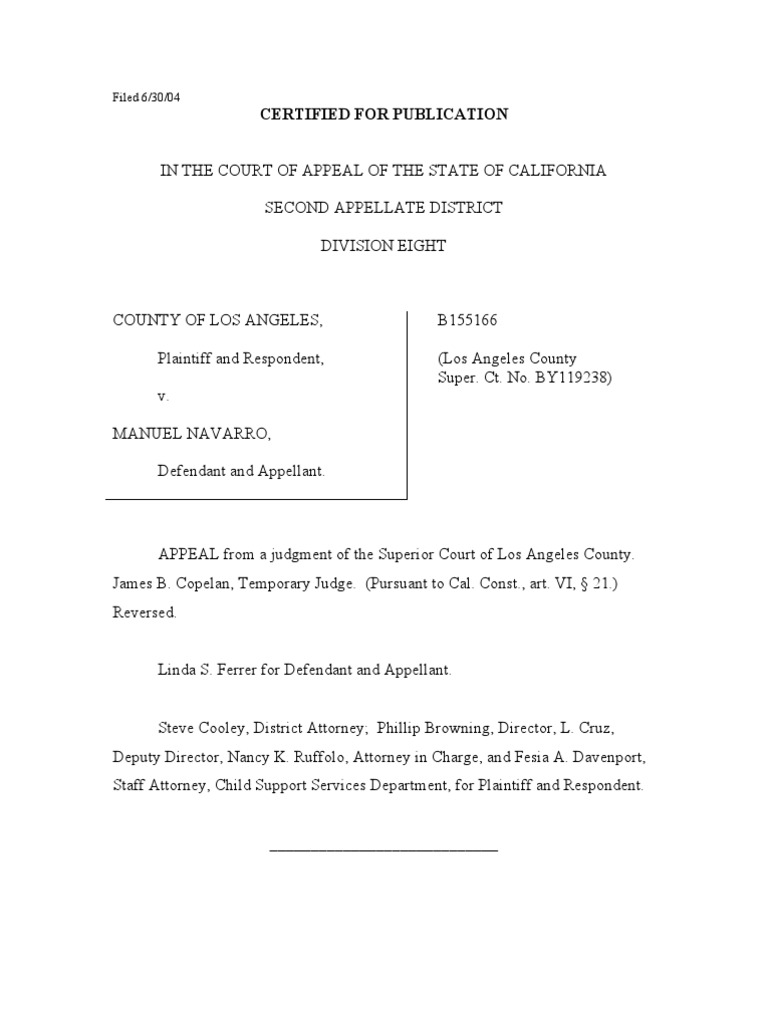 b155166 California Caselaw Child Support | PDF | Complaint | Judgment (Law)