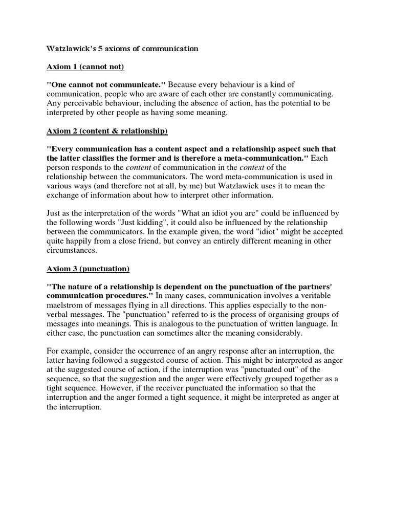 Watzlawick 5 Axioms. | Modal Logic | Communication
