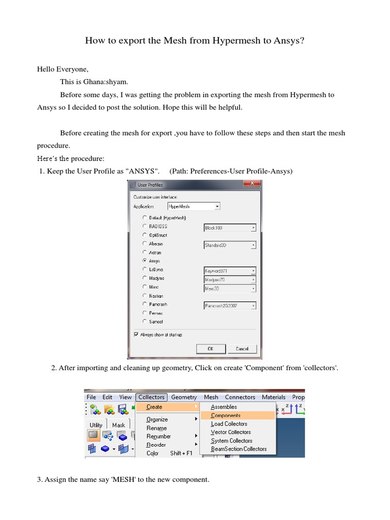 Exporting Mesh from Hypermesh to Ansys | PDF