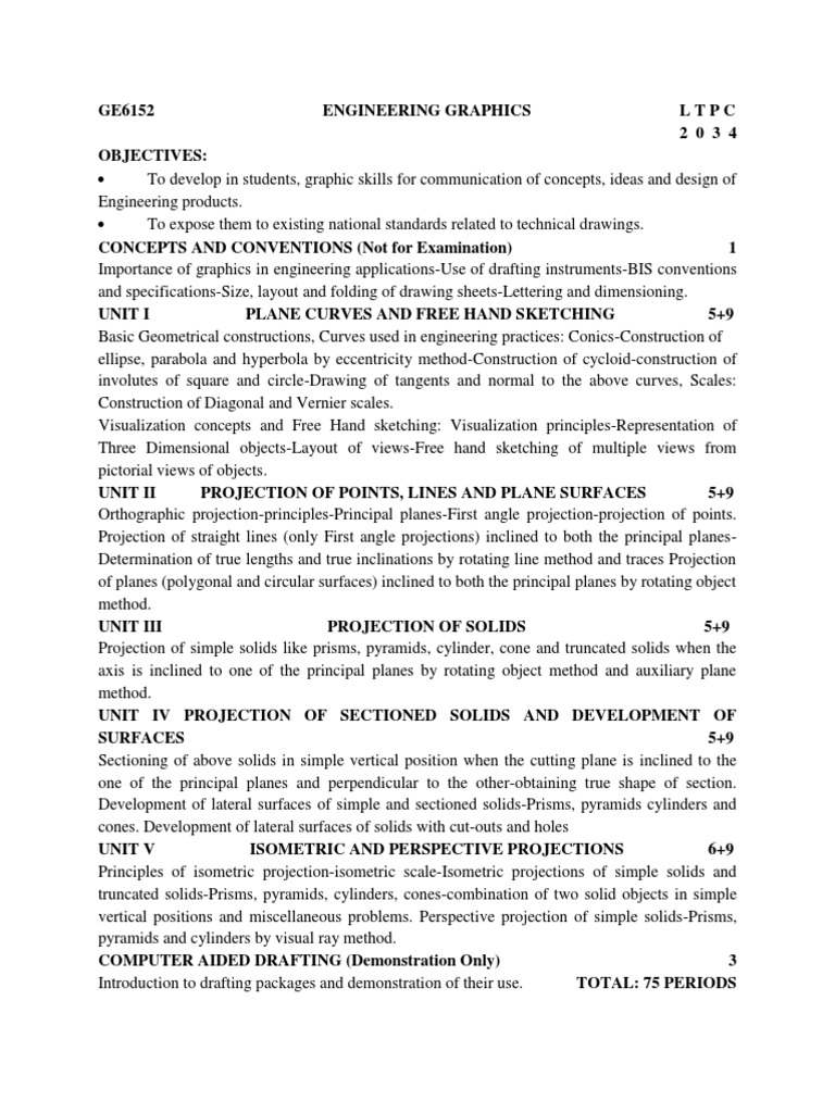 Ge6152 Engineering Graphics | PDF | Geometric Shapes | Teaching Mathematics