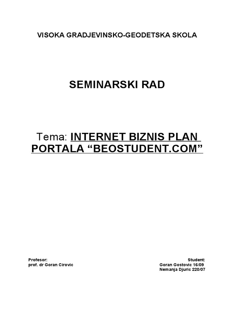 Biznis Plan | PDF