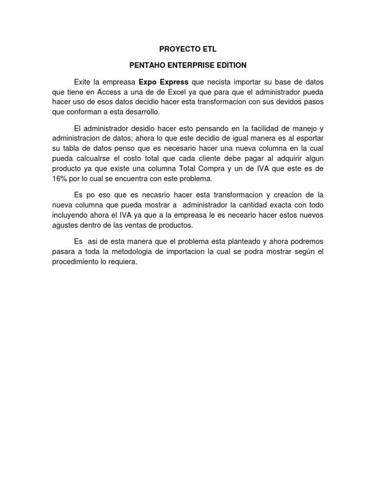 Etl Pentaho Data Integration | PDF | Microsoft Excel | Tabla (base de datos)