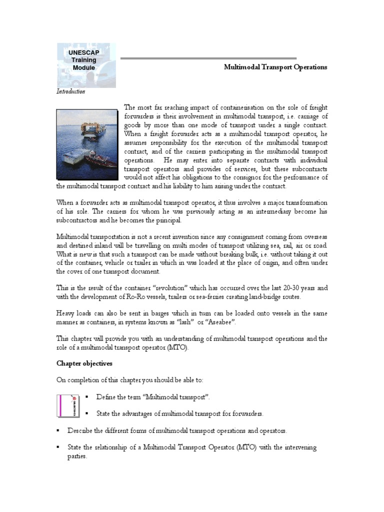 Module - Multimodal Transport Operations | PDF | Cargo | Containerization