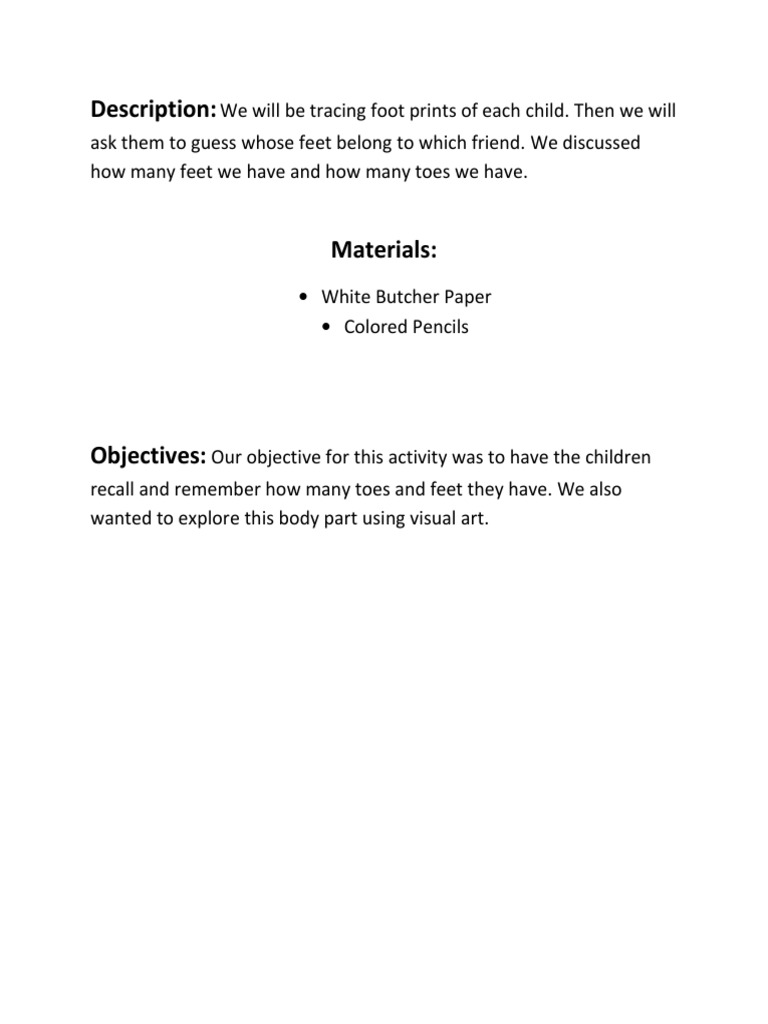Foot Tracing Activity for Kids | PDF