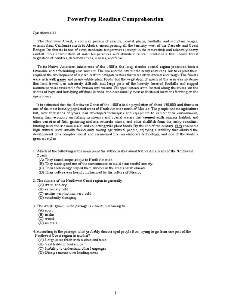 Powerprep Reading Comprehension | PDF