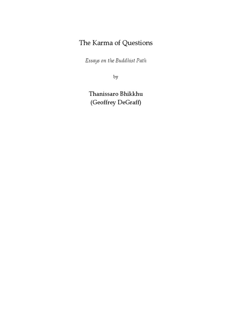 Karma and Questions in Buddhism | PDF | Four Noble Truths | Noble ...
