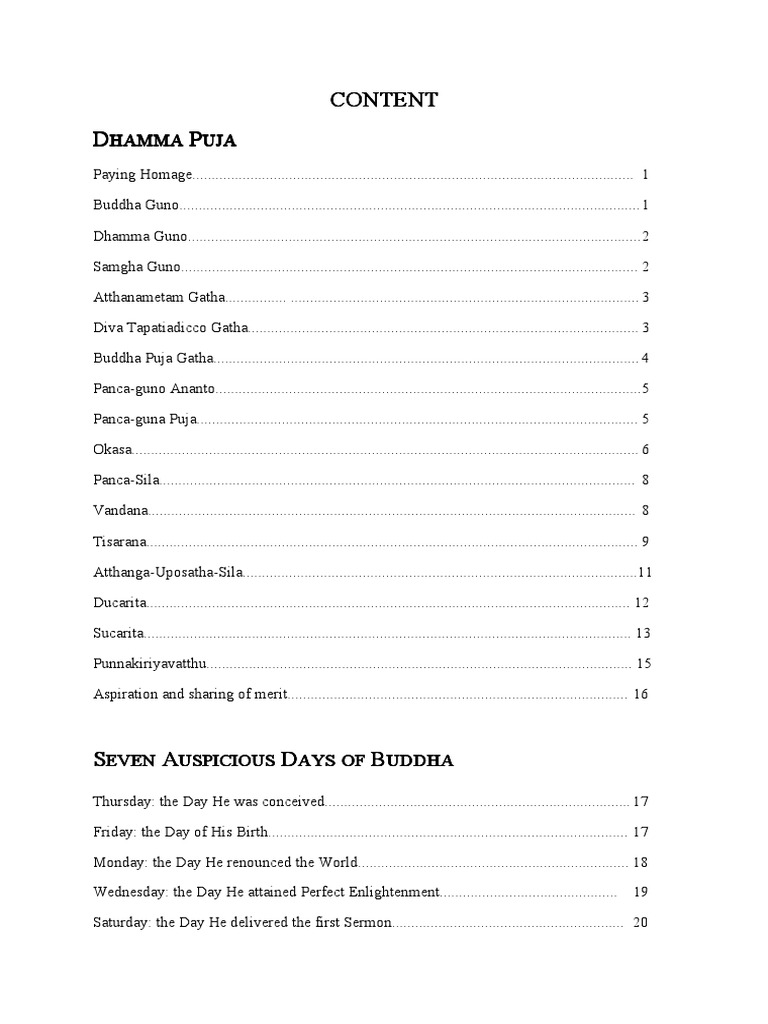 Dhamma Puja | PDF | Gautama Buddha | Dharma