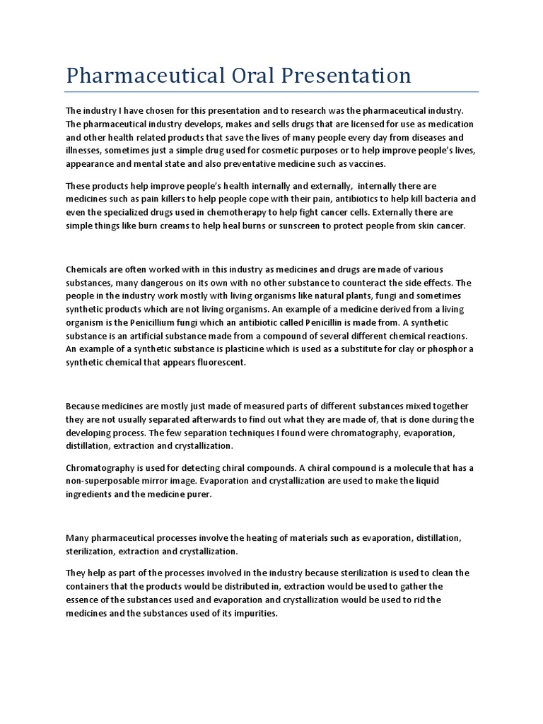 Pharmaceutical Oral Presentation | PDF | Pharmaceutical Drug | Antibiotics
