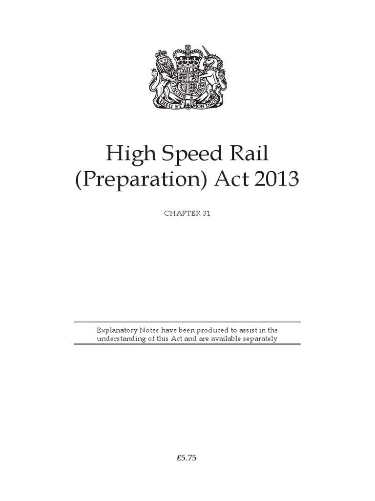 High Speed Rail Preperation Act 2013 | PDF | Expense | Rail Transport
