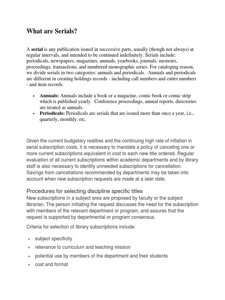 What Are Serials?: Annuals: Annuals Include A Book or A Magazine, Comic ...