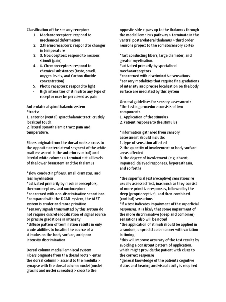 Sensory Assessment | PDF | Somatosensory System | Senses