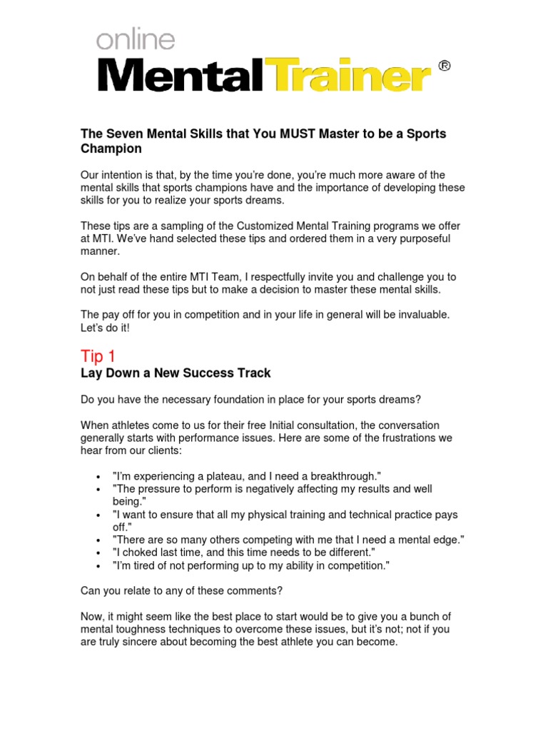 7 Mental Training Tips | PDF | Mental Image | Thought
