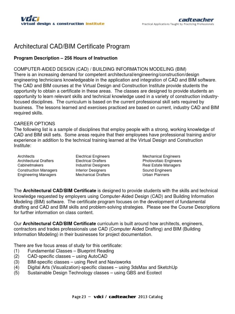 VDCI Arch CAD BIM Certificate | PDF | Building Information Modeling | Autodesk