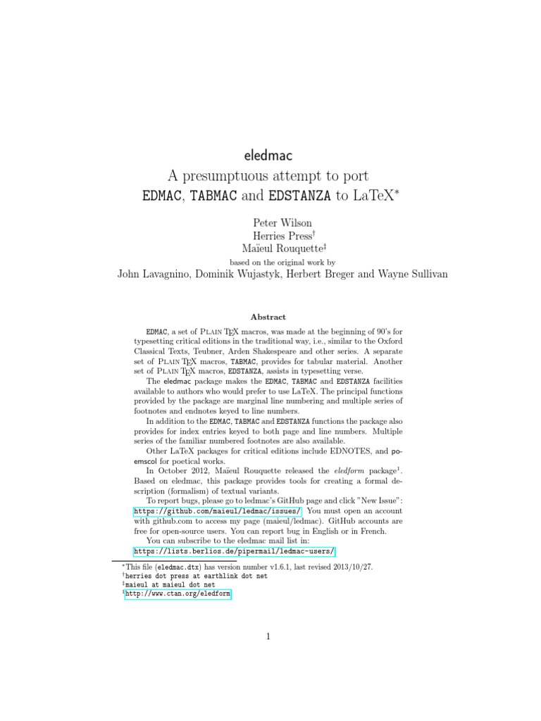 Eledmac | PDF | Te X | Parameter (Computer Programming)