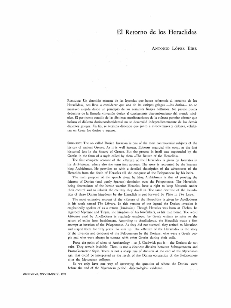 Retorno de los Heraclidas: Mito y Realidad | PDF | Esparta | Idiomas