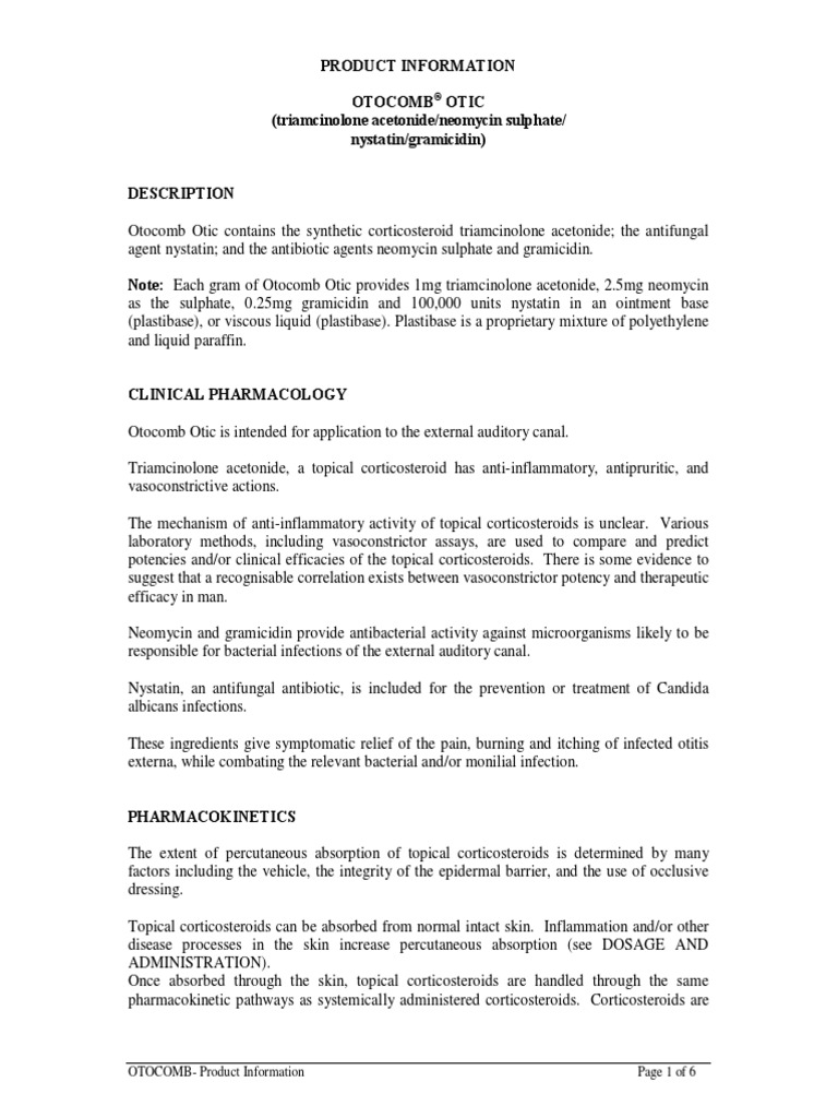 Pi Otocomb Otic Pdf Topical Medication Hypothalamic Pituitary