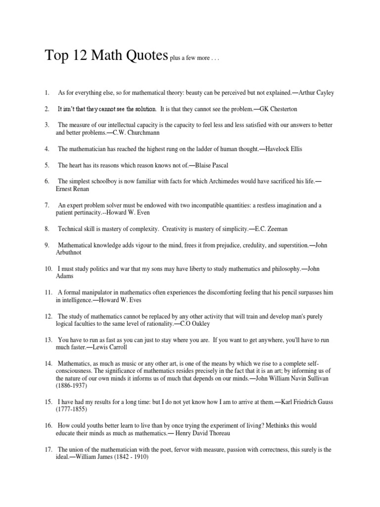 Inspiring Quotes for Math Teachers | PDF | René Descartes | Teaching ...