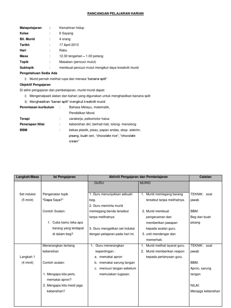 RPH Micro Teaching Kauf | PDF | Karier & Perkembangan