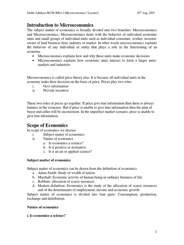 Economics Notes | PDF | Microeconomics | Economics