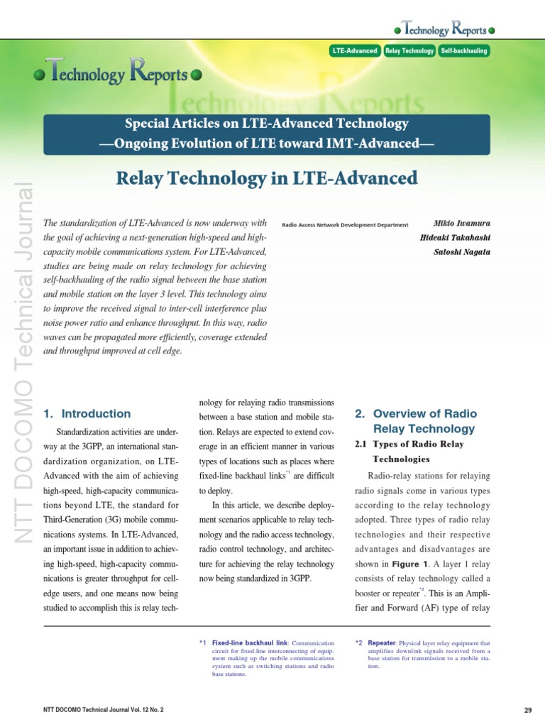 Relay Technology in LTE-Advanced | PDF | Lte Advanced | Internet Protocols