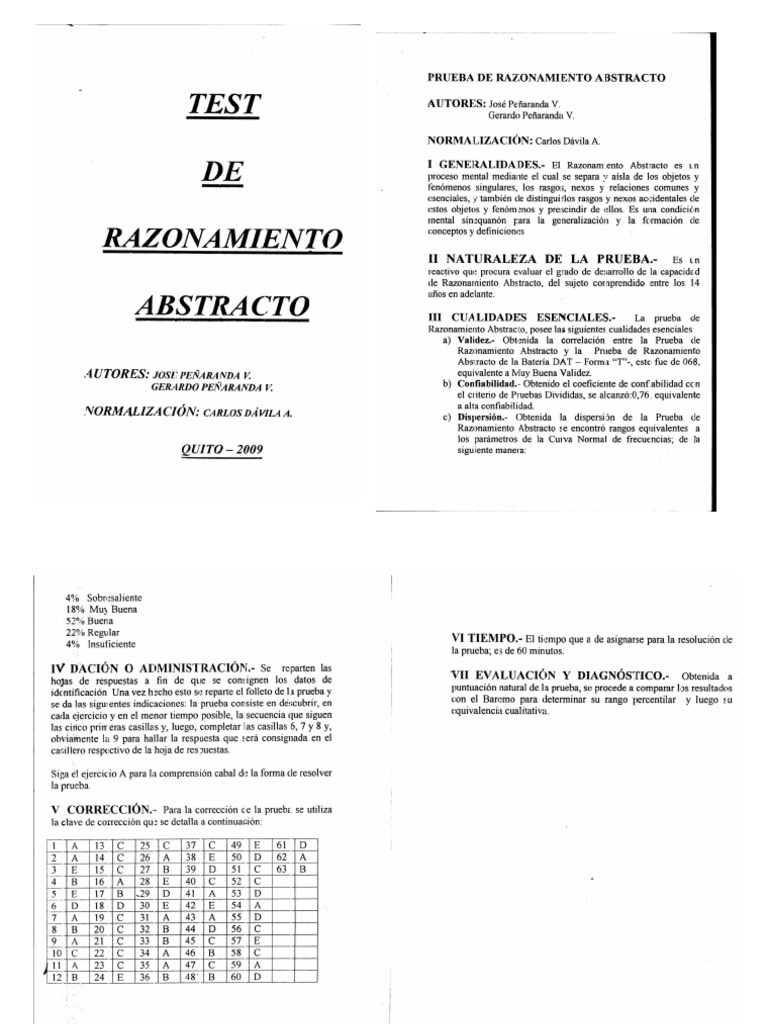 Test de Razonamiento Abstracto (Peñaranda) | PDF