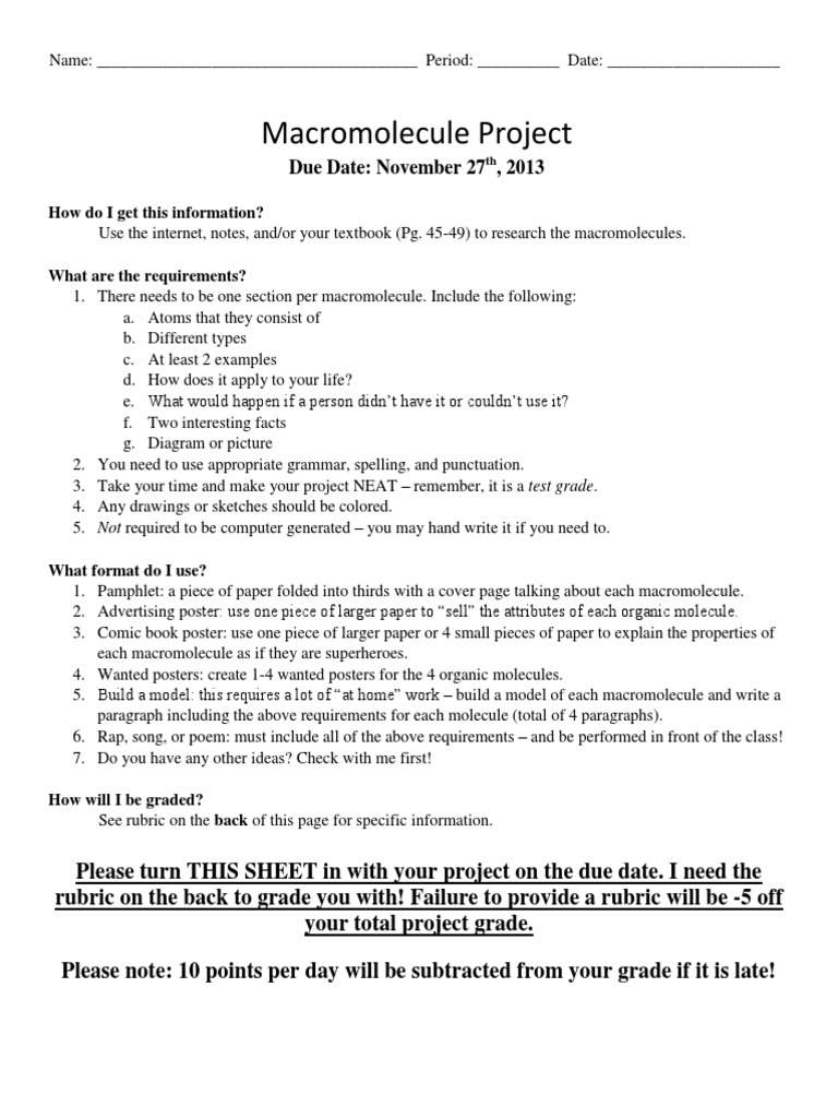 Macromolecule Project | PDF | Macromolecules | Lipid