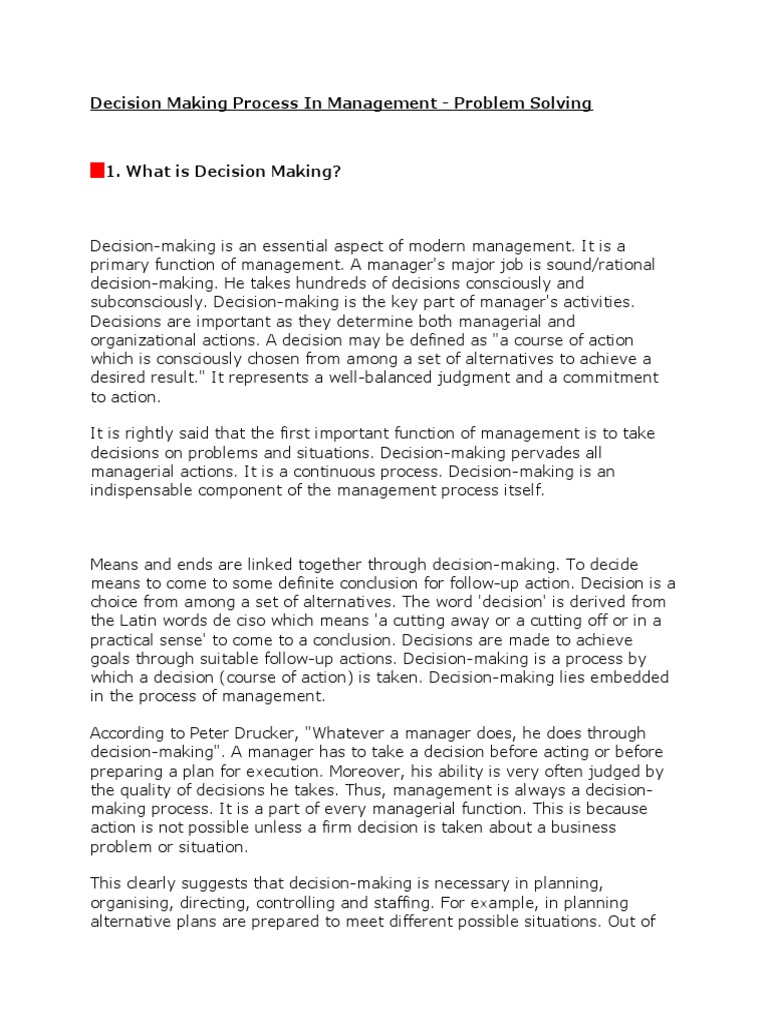 Decision Making Process in Management | PDF | Decision Making | Rationality