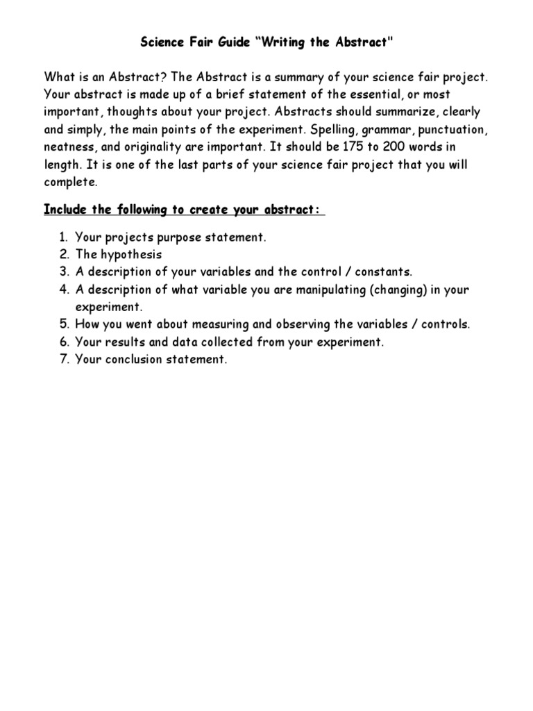 Science Fair Abstract Writing Guide | PDF | Computers