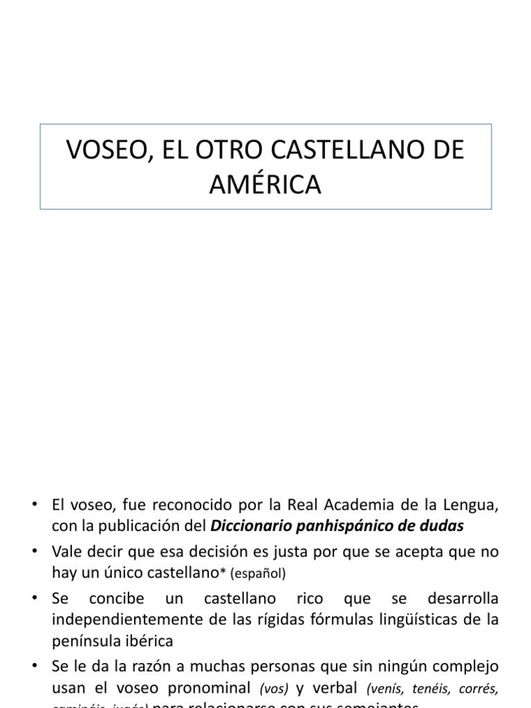 Voseo, El Otro Castellano de América | PDF | Lengua española | latín